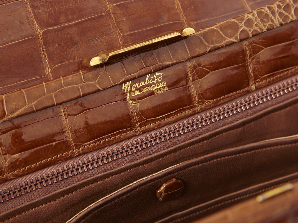 Morabito Croc Bag with Jade Clasp at 1stDibs