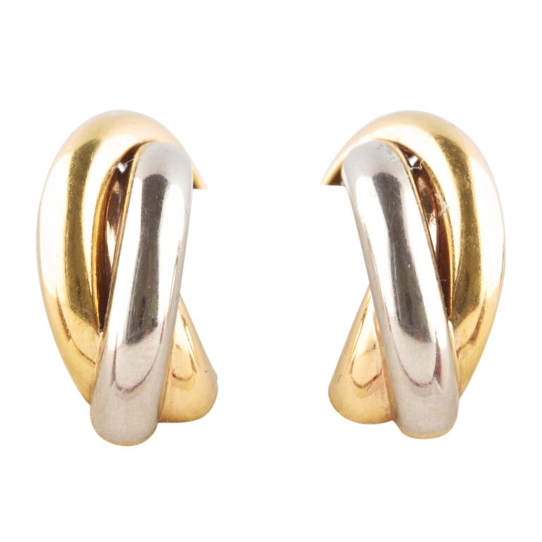 Cartier Tri Color Earrings at 1stDibs