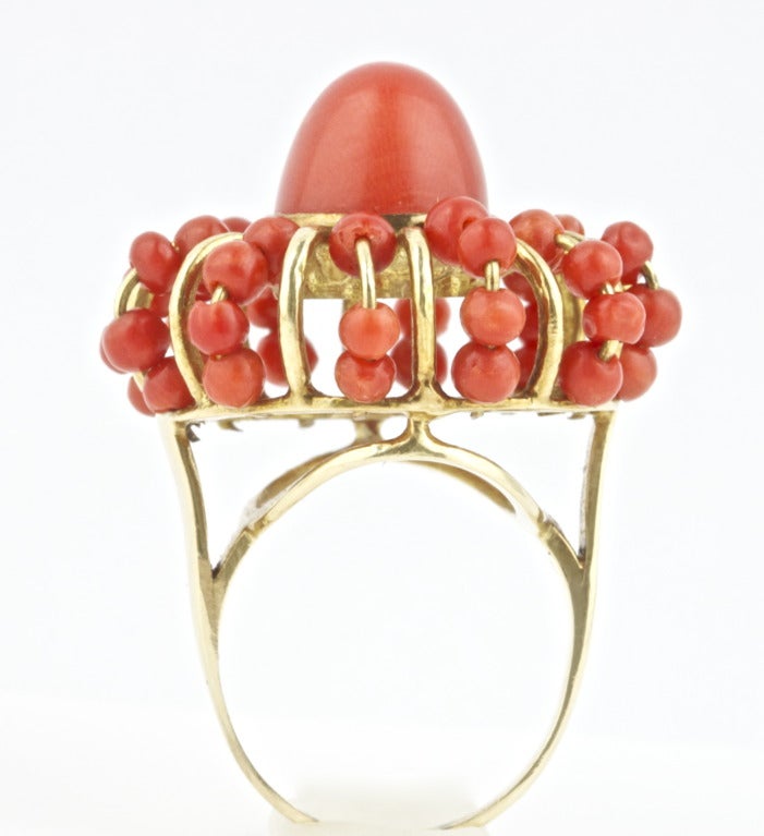 Sunburst Coral Gold Ring at 1stDibs