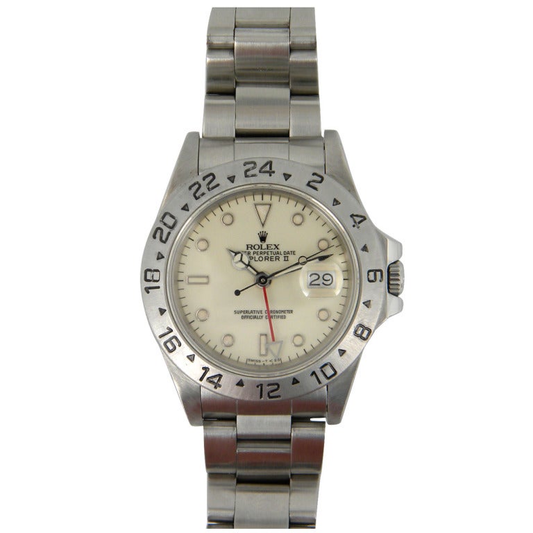 Rolex Stainless Steel Explorer II Wristwatch Ref 16550 with Rare Cream ...