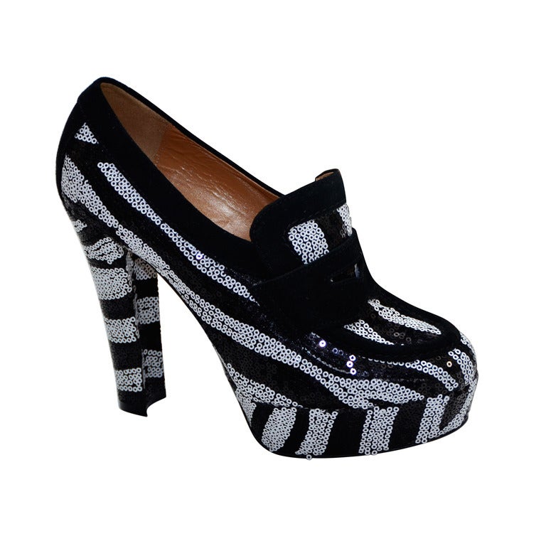 Viktor and Rolf Zebra Tuxedo Black/White Sequince Shoes at 1stDibs