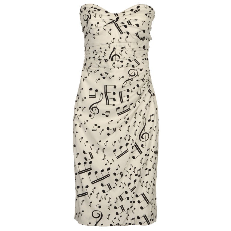 Dolce and Gabbana Music Note Print Strapless Dress New Seen on Kim ...