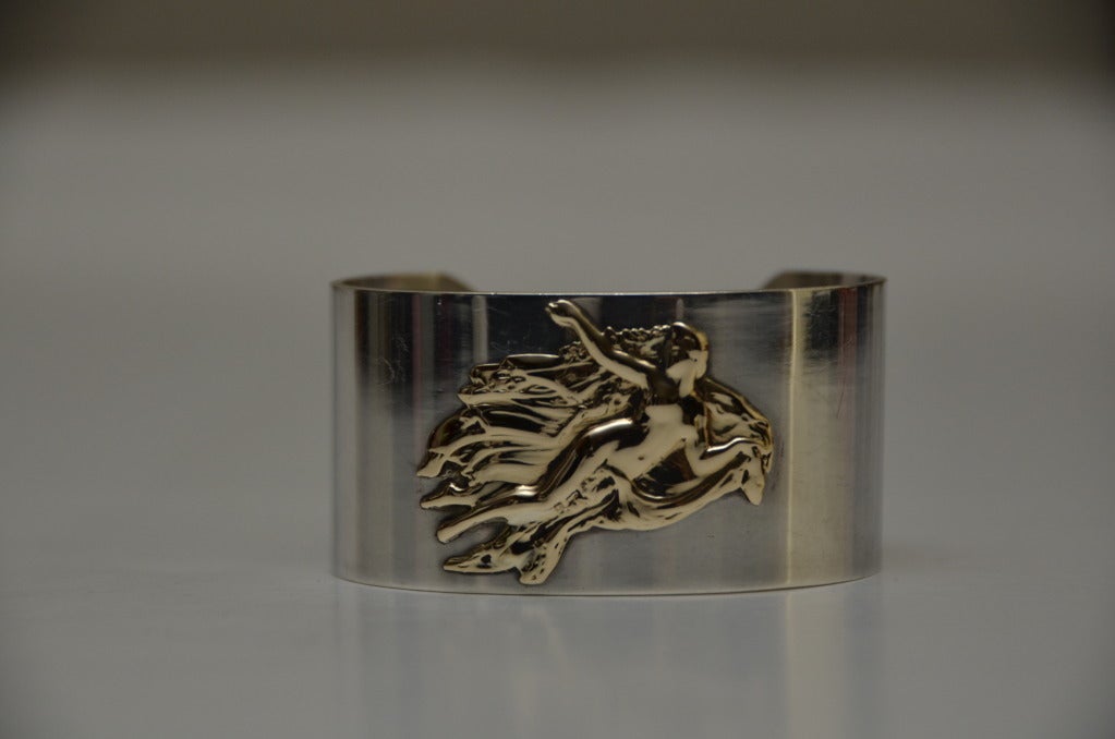 Vintage PIERRE CARDIN Cuff Sterling Silver 14K Aphrodite Bracelet For ...
