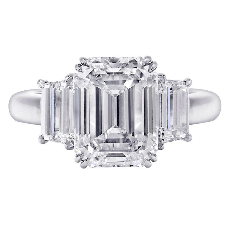 Square Emerald Cut Diamond Three-Stone Engagement Ring at 1stDibs ...
