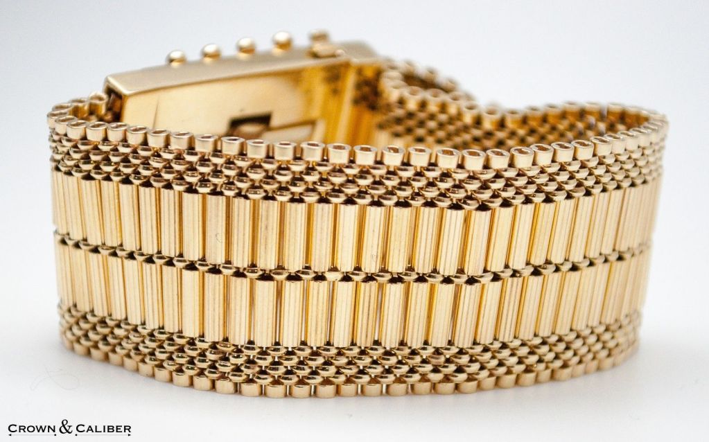 Lady's Yellow Gold and Enemal Bracelet Watch with Concealed Dial at 1stDibs