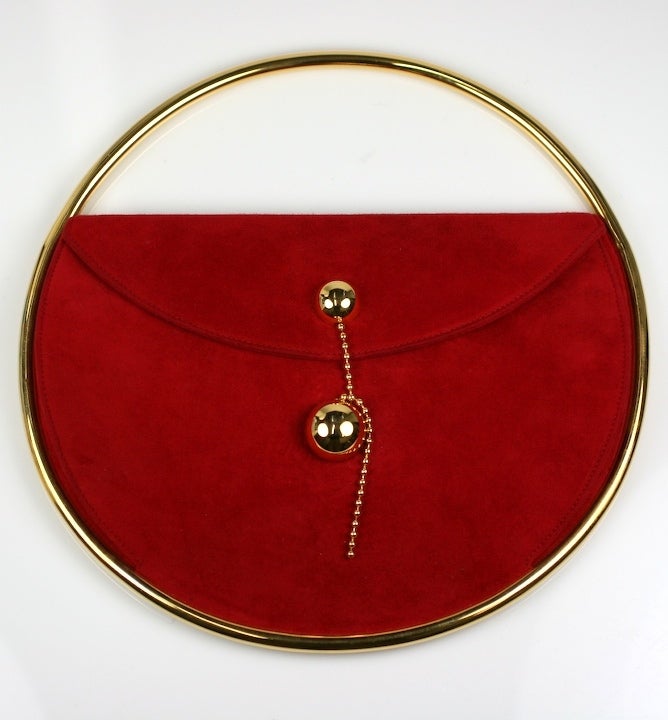 Red Suede Circle Handbag, Andrea Pfister, Italy at 1stDibs | red suede ...