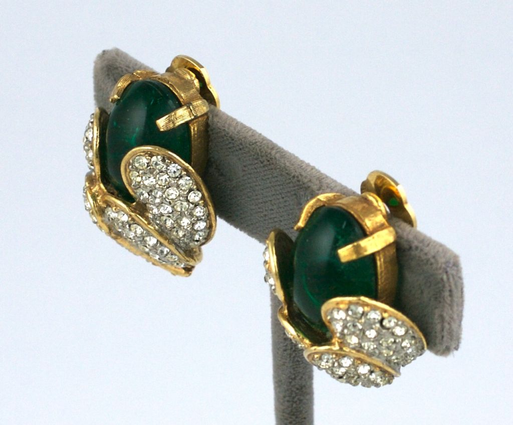 K.J.L. Emerald Cab Clip Earring at 1stDibs