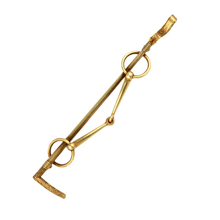 Oversized Victorian 14K Gold Riding Crop at 1stDibs