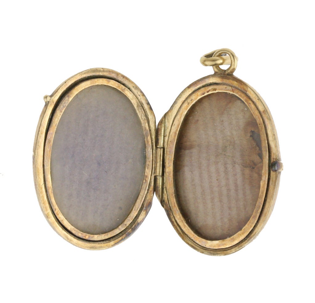 Victorian Blue Enamel Seed Pearl Gold Locket at 1stDibs