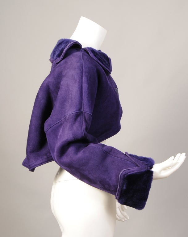 Geoffrey Beene Royal Purple Shearling Bolero Jacket at 1stDibs | purple ...