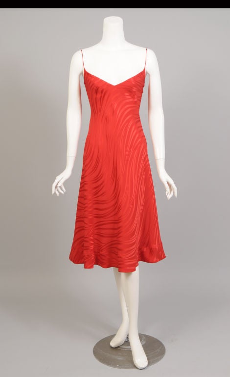 Stavropoulos Red Silk Cocktail Dress With Spaghetti Straps For Sale At 1stdibs