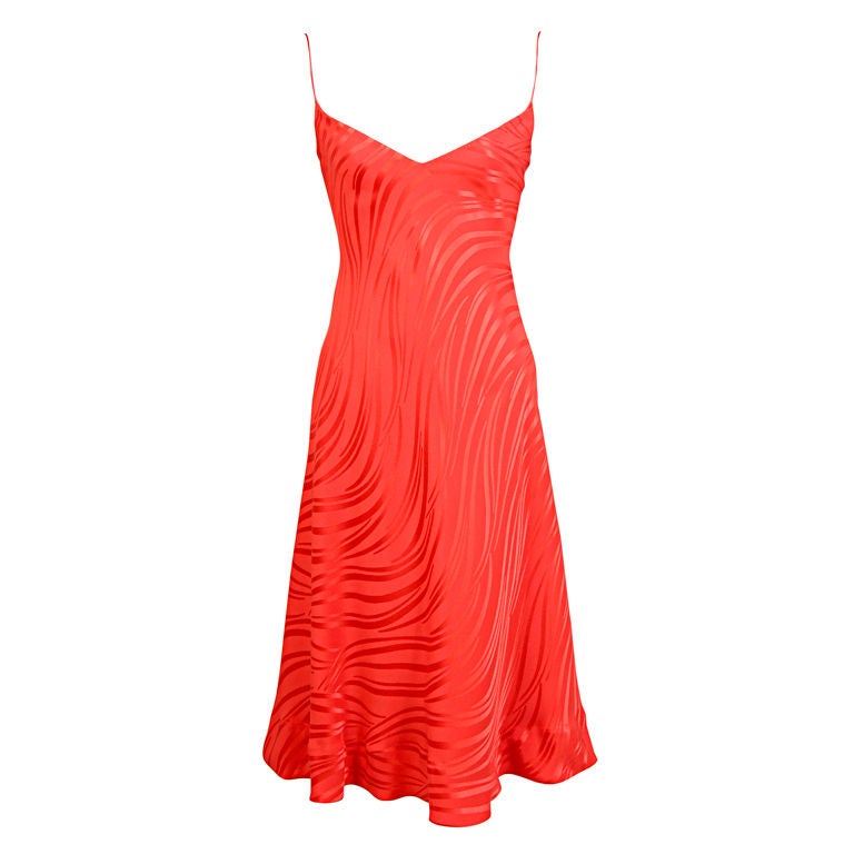 Stavropoulos Red Silk Cocktail Dress With Spaghetti Straps For Sale At 1stdibs