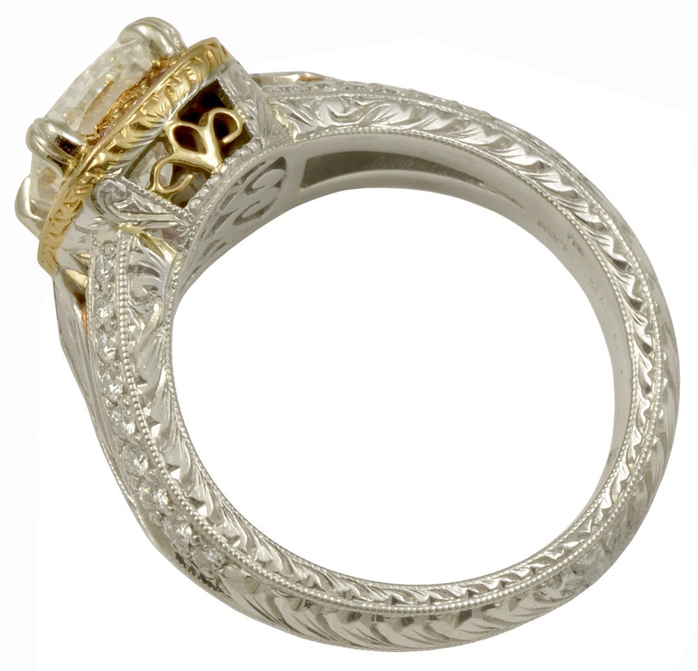 Michael Beaudry Cushion Diamond Platinum Ring at 1stDibs | michael ...