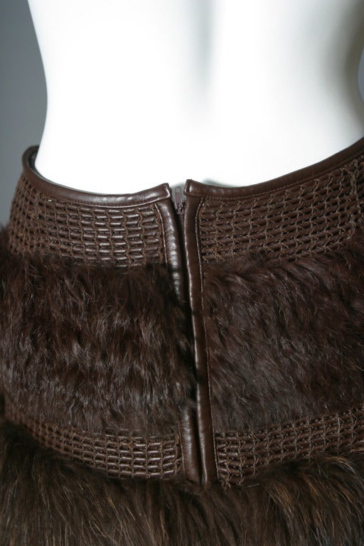 Rykiel's chestnut color marmot fur and leather knitted skirt For Sale ...