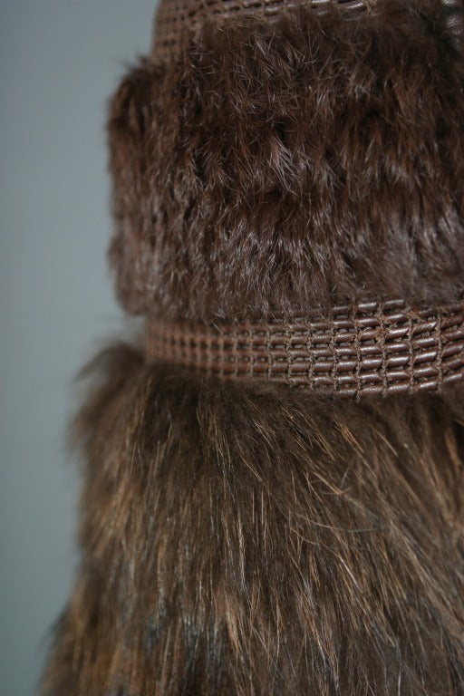 Rykiel's chestnut color marmot fur and leather knitted skirt For Sale ...