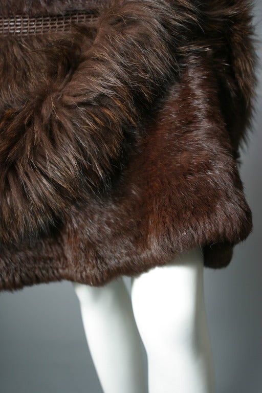 Rykiel's chestnut color marmot fur and leather knitted skirt For Sale ...