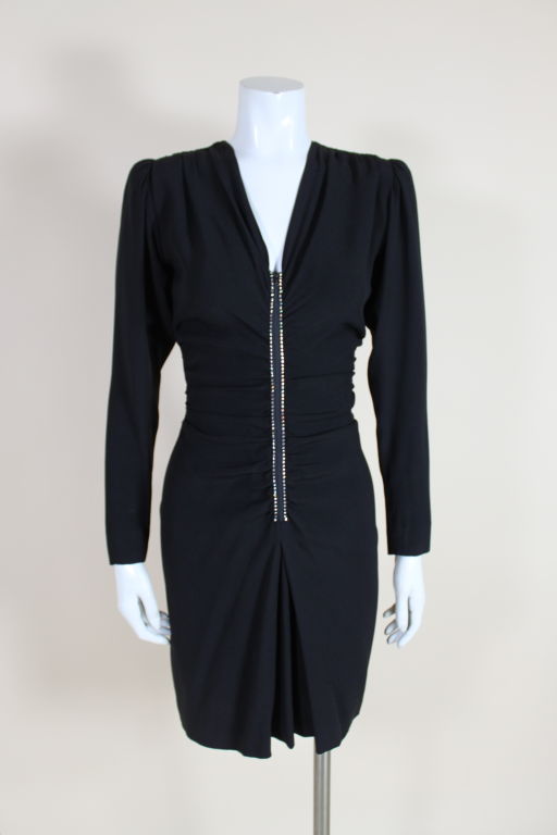 YSL Rive Gauche Crepe Cocktail Dress with Rhinestone Zip For Sale at ...