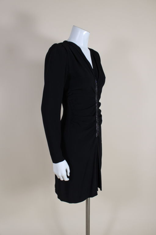 YSL Rive Gauche Crepe Cocktail Dress with Rhinestone Zip For Sale at ...