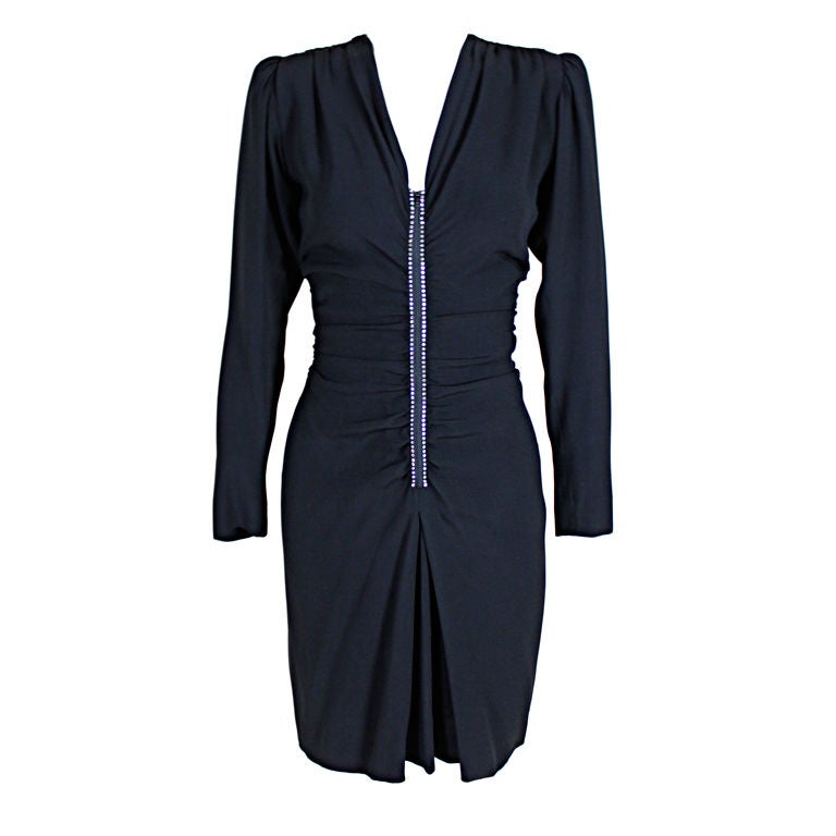 YSL Rive Gauche Crepe Cocktail Dress with Rhinestone Zip For Sale at ...