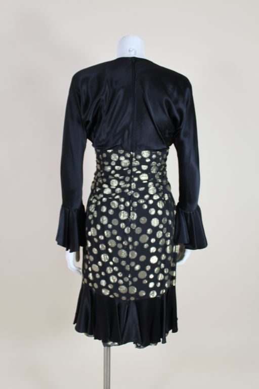 Stavropoulos Polka Dot Lamé Chiffon Cocktail Dress For Sale at 1stDibs