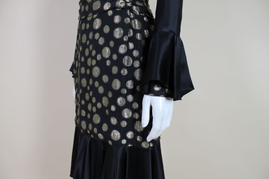 Stavropoulos Polka Dot Lamé Chiffon Cocktail Dress For Sale at 1stDibs