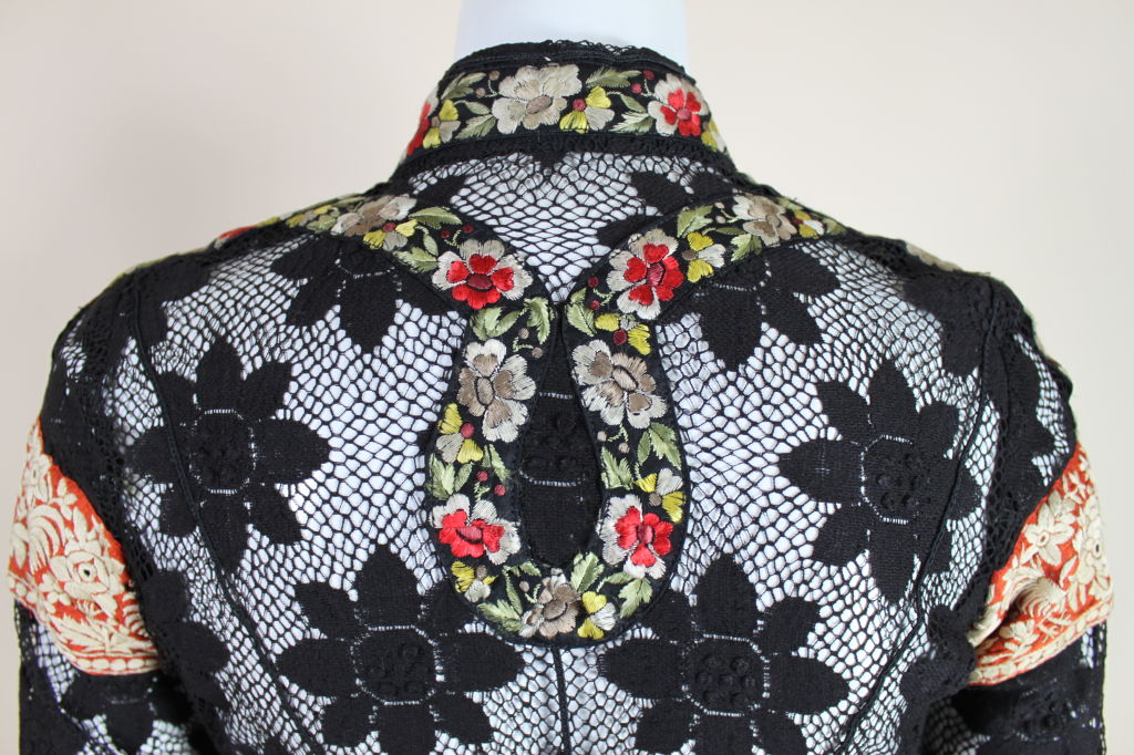 1960's Thea Porter Couture Floral Lace Tunic with Ribbons at 1stDibs