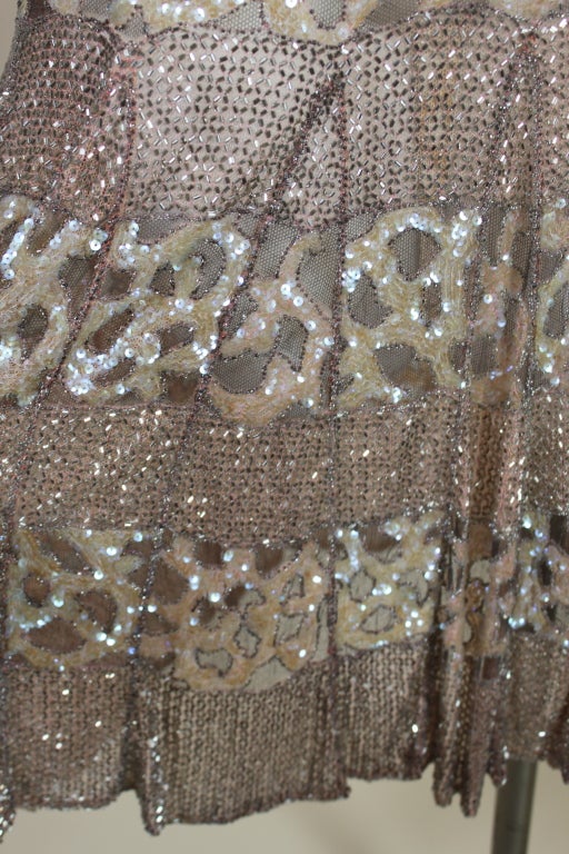 1920s Shimmering Blush Pink Iridescent Beaded Flapper Dress For Sale at ...