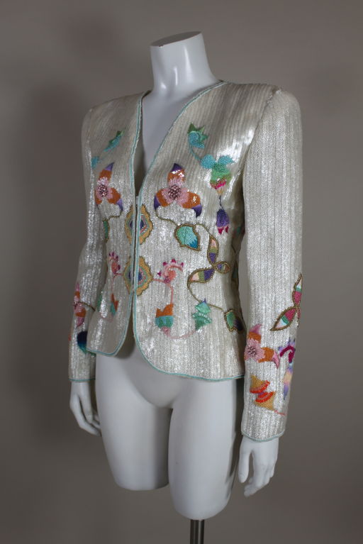 Mary McFadden Couture Completely Embellished Evening Jacket at 1stDibs