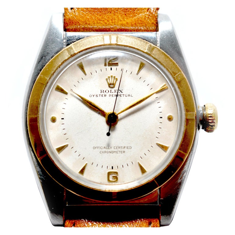 Rolex Stainless Steel and Yellow Gold Bubble Back Wristwatch Ref 5009 ...