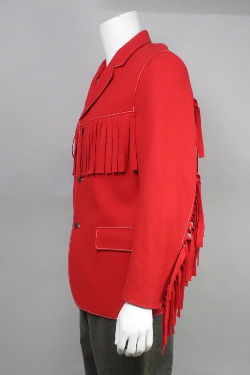 Moschino 1990s Men's Red Fringe Jacket at 1stDibs