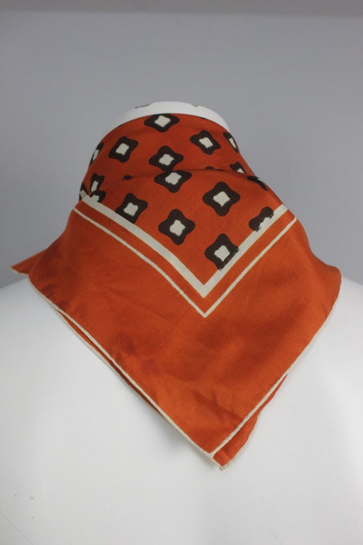 1970s Givenchy Orange Hand Rolled Silk Scarf at 1stDibs