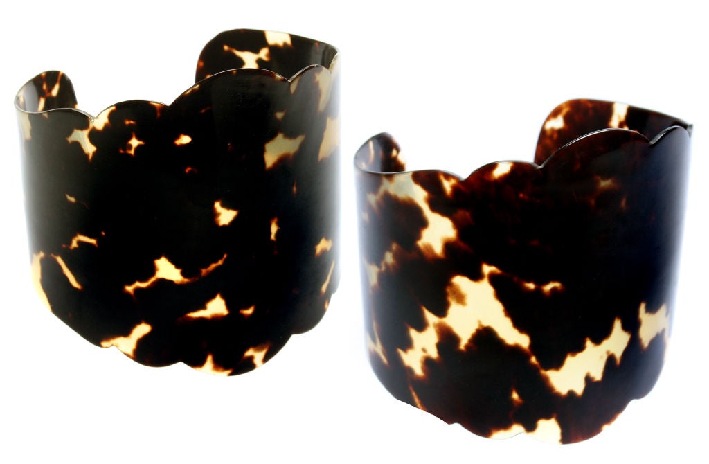 Victorian - Deco Pair of Large and Unusual Tortoise Shell Cuffs at 1stDibs