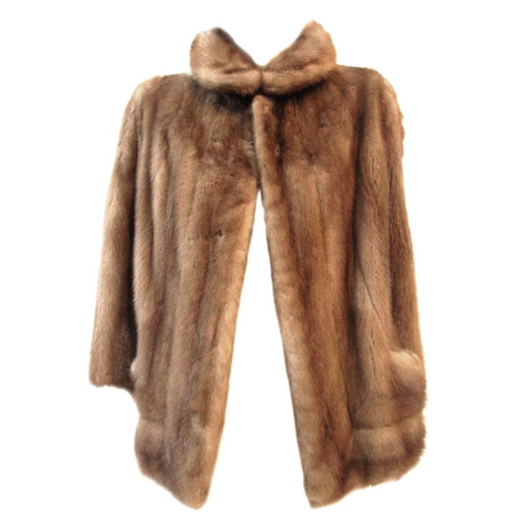 Wonderful 50s Tan Mink w/ Casual Appeal at 1stDibs
