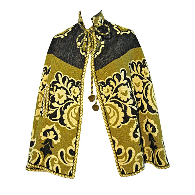 60s Greek Wool Patterned Cape at 1stDibs