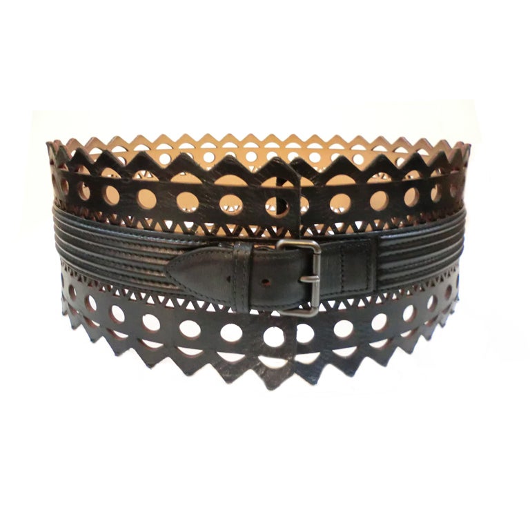 Azzedine Alaia Laser-Cut Wide Leather Belt at 1stDibs