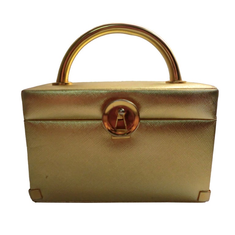1960s Koret Textured Gold Box Bag For Sale at 1stDibs