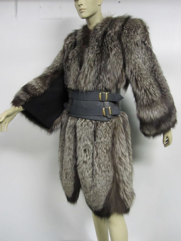 Luxurious 40s Silver-Tipped Fox Fur Coat with Scalloped Hem at 1stDibs