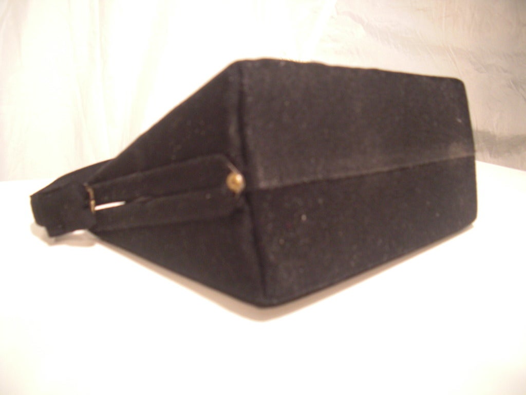 1940s Trapunto Stitched Black Wool Structured Box Purse Handbag For ...