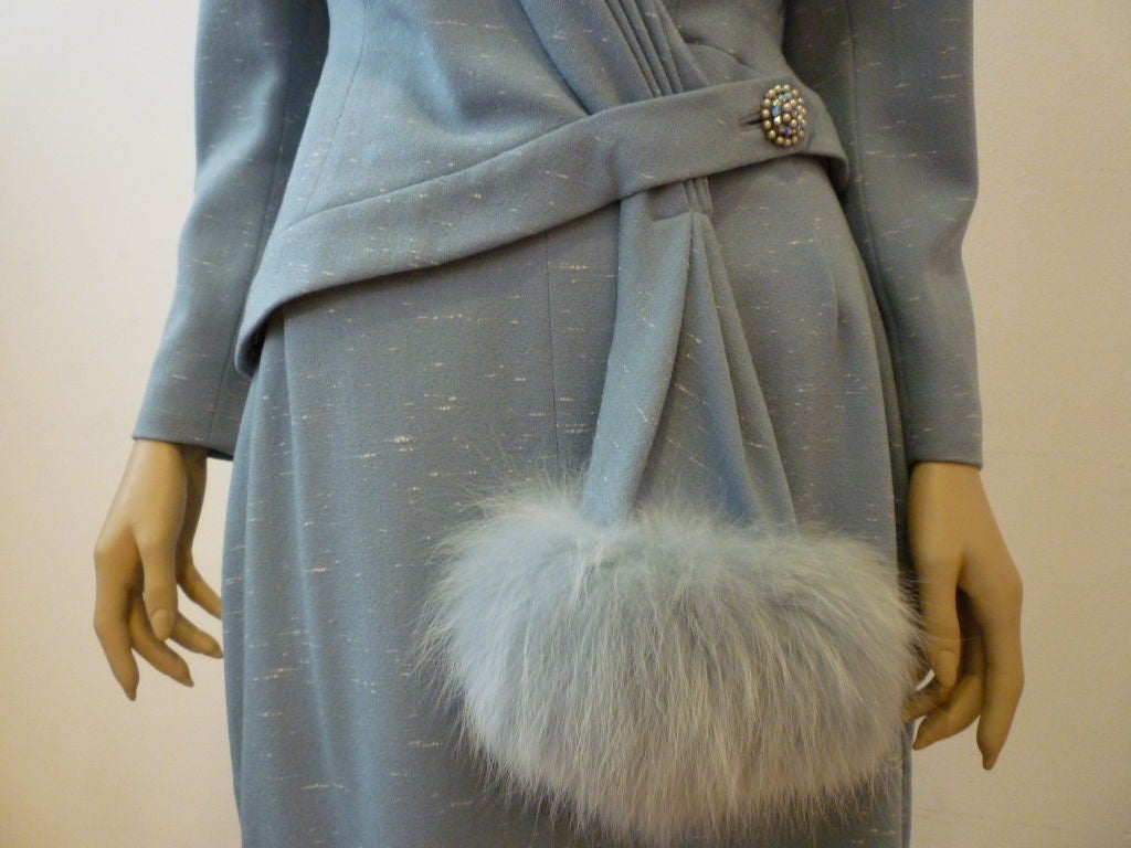 Lilli Ann 1958 Suit w/ Asymmetrical Jacket and Fox Trim at 1stDibs ...