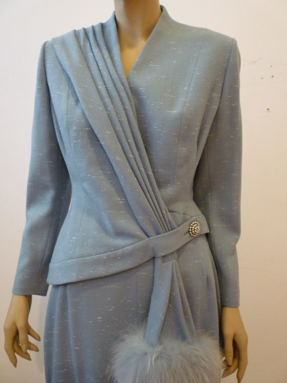 Lilli Ann 1958 Suit w/ Asymmetrical Jacket and Fox Trim at 1stDibs | lilli ann suits for sale