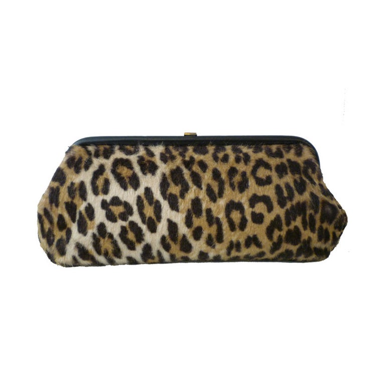 Fun 50s Faux Leopard Clutch at 1stDibs