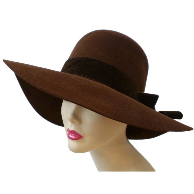 Marché 70s Wool Felt Wide Brim Fedora at 1stDibs