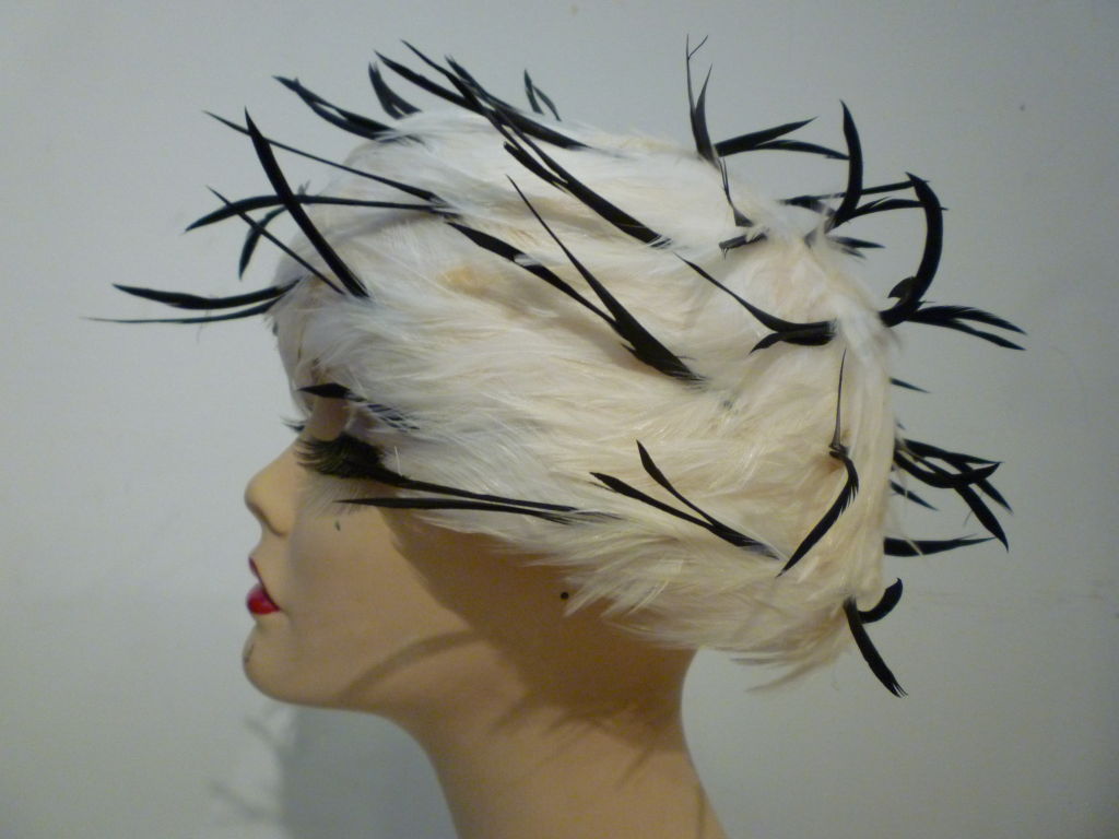 Jack McConnell 1960s Whimsical Feather Turban Hat at 1stDibs | jack ...