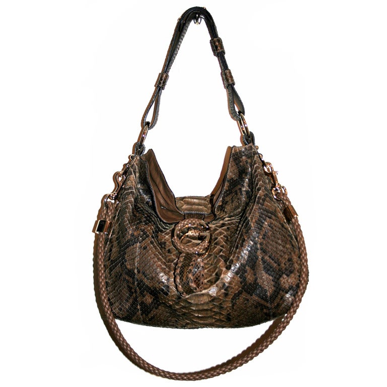 Gucci Brown Python Hobo at 1stDibs