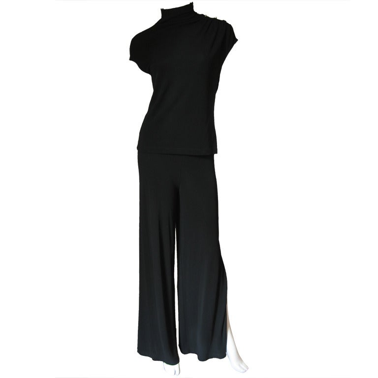 1970s Yves Saint Laurent Side Open Pants and Top at 1stDibs