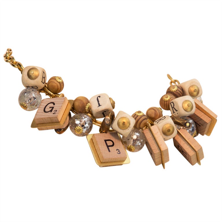 Scrabble Tiles and Crystal Cluster Necklace at 1stDibs