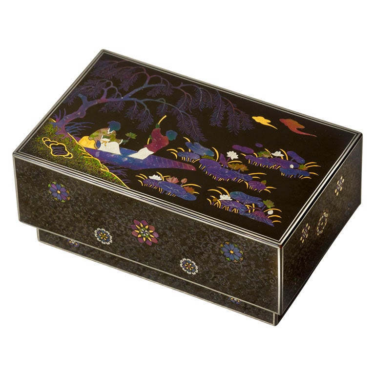 Meiji Beautiful Kobako Box with Somada Style Lacquer at 1stDibs