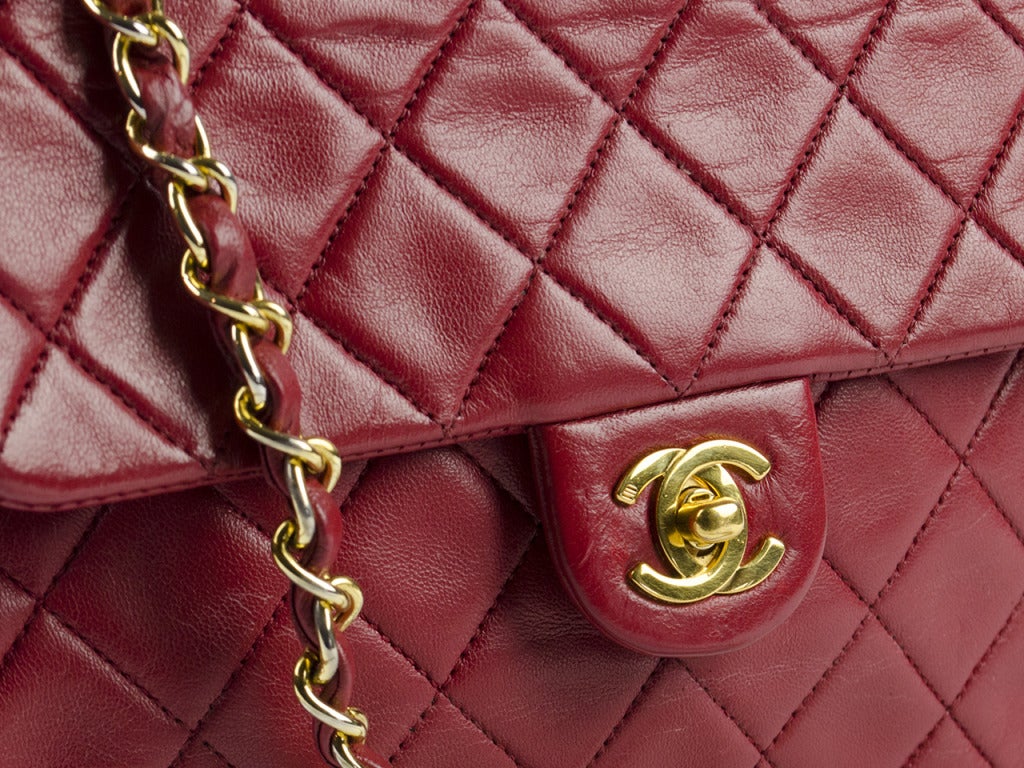 Chanel Vintage Red Flap Bag For Sale at 1stDibs
