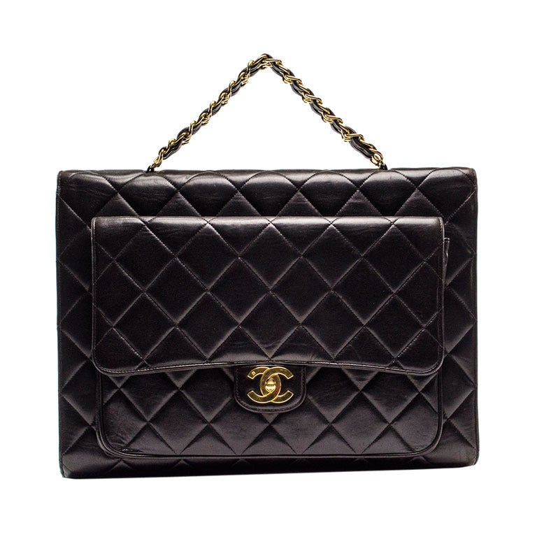Chanel Vintage Double Sided Lambskin Briefcase For Sale at 1stDibs