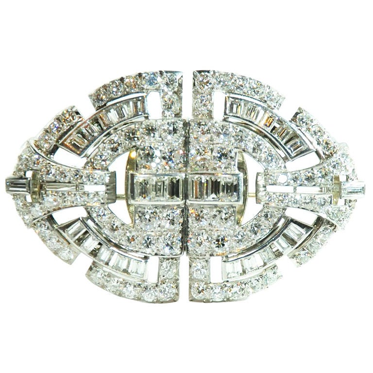 Diamond Platinum Double Dress Clips at 1stDibs